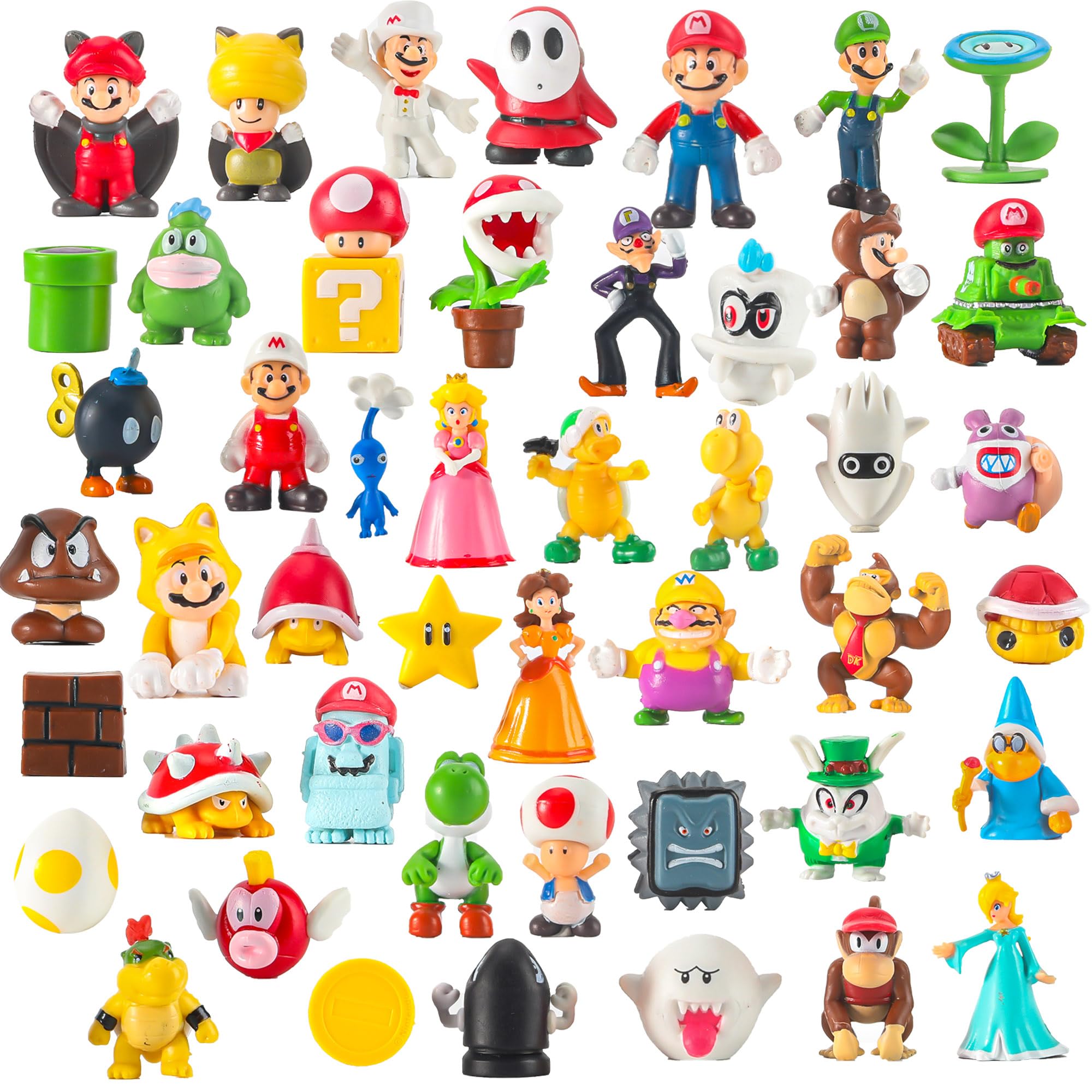 Super Bros Action Figures - 48PCS Super Mary Cake Toppers Birthday Party Favor Decorations, Video Game Figurines Character Toys for Boys Gils Gift