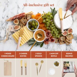 The Bamboo Abode Charcuterie Board Gift Set, White | Charcuterie Tray, Cheese Board Set, Cheese Tray, Charcuterie Board Set, Cheese Platter, Wooden Charcuterie Board