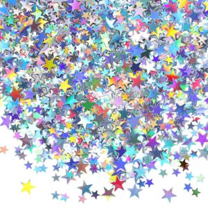 weika 60g star confetti glitter star table confetti, metallic foil star glitter, table decorations for party wedding birthday graduation decorations(glitter multicolor set, 10mm and 6mm)