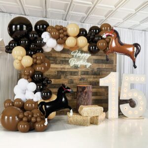 Western Balloon Arch Kit 137pcs Cowboy And Horse Balloons, Brown And Black Balloon Garland For Boy First Rodeo, Wild West Country Birthday Decorations, And Farm Fiesta Party Decorationsy