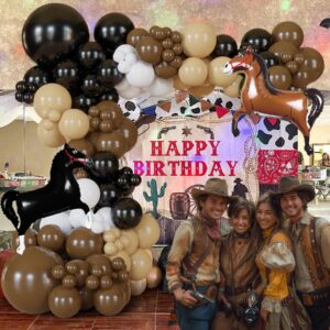 Western Balloon Arch Kit 137pcs Cowboy And Horse Balloons, Brown And Black Balloon Garland For Boy First Rodeo, Wild West Country Birthday Decorations, And Farm Fiesta Party Decorationsy