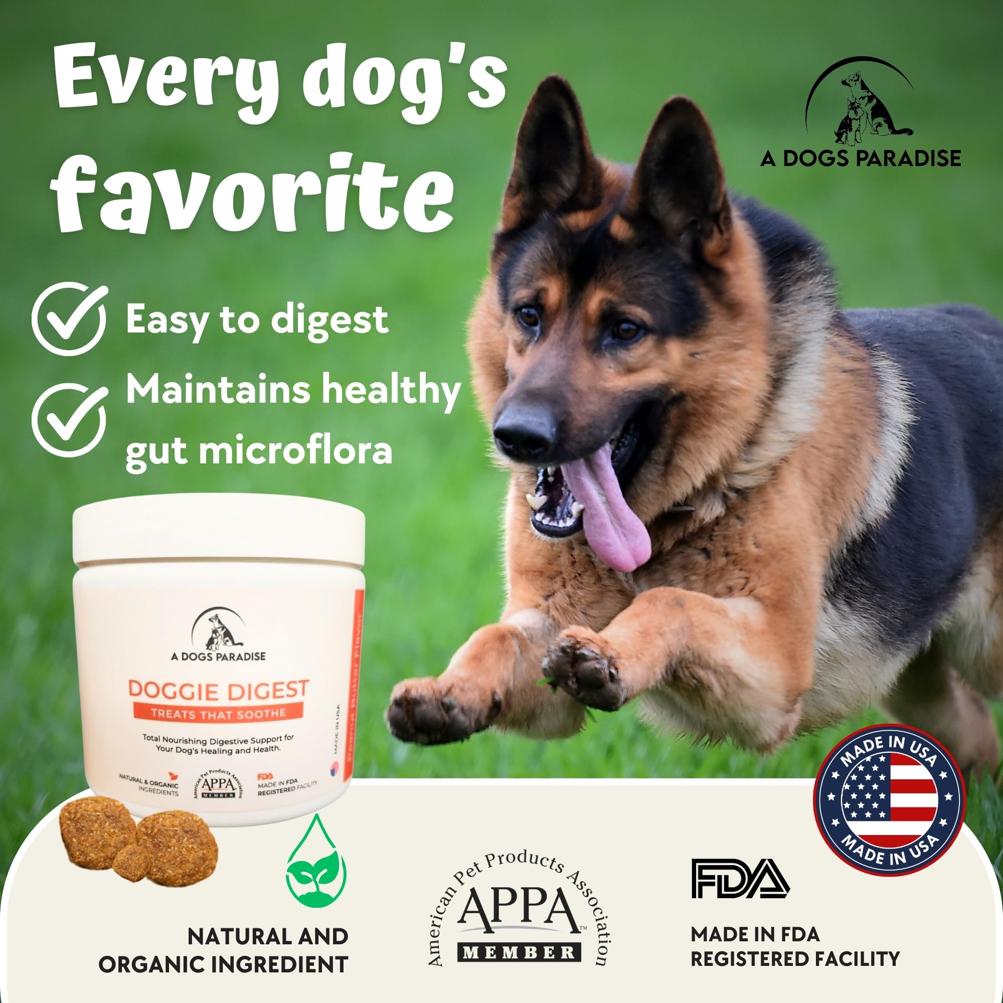 Doggie Digest-Natural Organic Dogs Pre & Probiotics, 10 Active Nutrients, Cold Pressed, Vet Formulated, Upset Stomach/Allergies/Itching, Digestive Enzymes, Gut/Skin/Hip/Joint, Pumpkin, Immune Support.