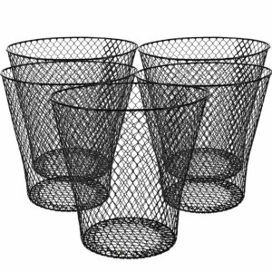 boss class wire mesh round waste basket, 9in (black, pack of 5) lightweight trash can open top wastebasket recycling bins desk office school garbage cans home essential & custom storage carrier