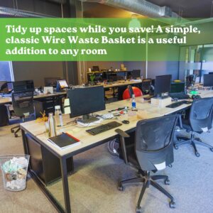 BOSS CLASS Wire Mesh Round Waste Basket, 9in (Black, Pack of 3) Lightweight Trash Can Open Top Wastebasket Recycling Bins Desk Office School Garbage Cans Home Essential & Custom Storage Carrier