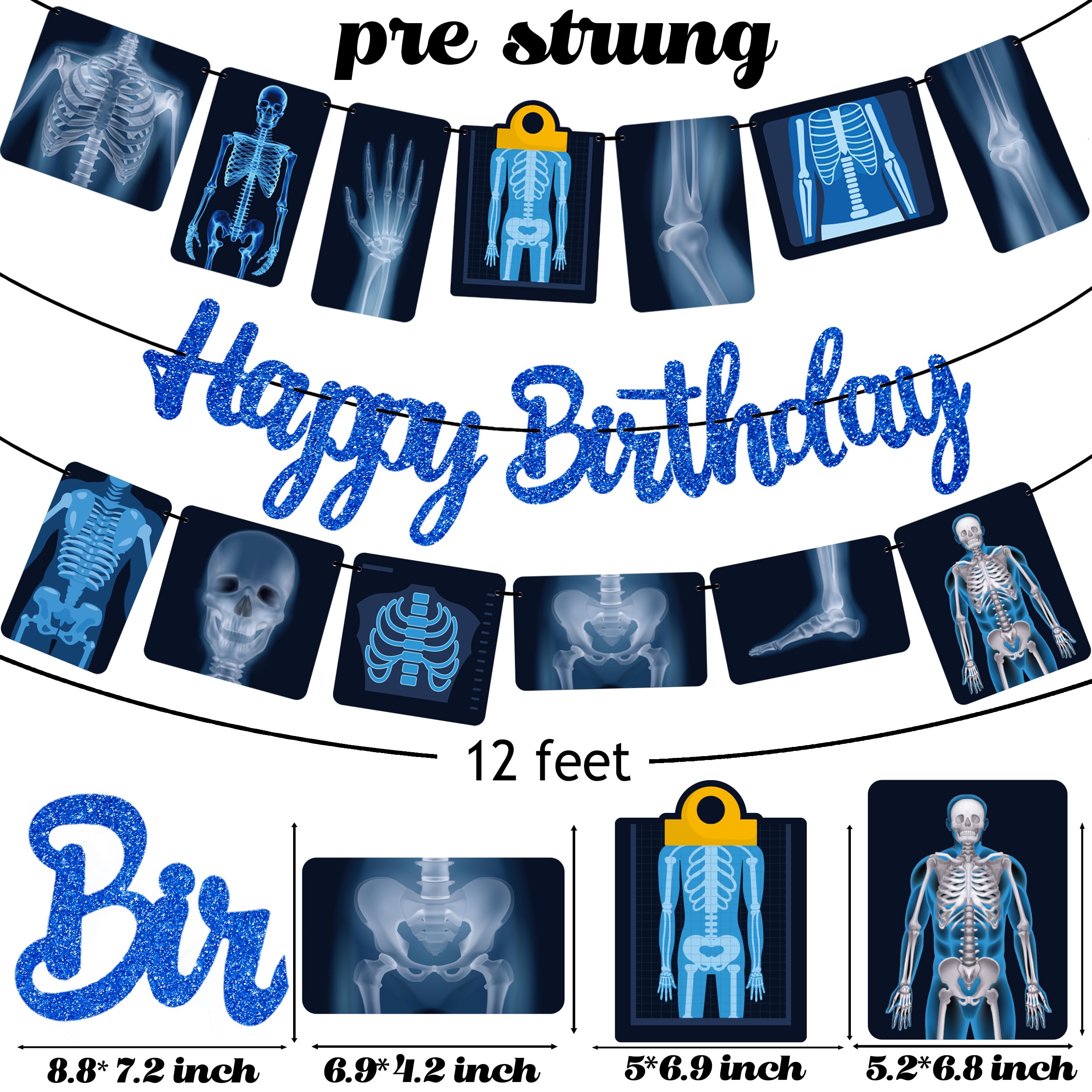 Radiology X Ray Birthday Party Decorations Blue Radiology Happy Birthday Banners Radiology X Ray Party Decorations for Radiologist Birthday Party X Ray Doctor Theme Baby Shower Supplies