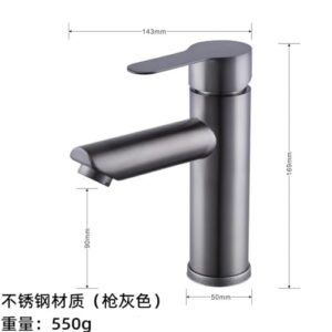 Kitchen Faucet Stainless Steel Hot and Cold Water Tap Washbasin Basin Faucets Bathroom Bathtub Accessories Set Sink Bath Mixer(Color:Gray)