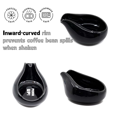 Set of 3 Coffee Dosing: Ceramic Coffee Dosing Cup, RDT Spary Bottle, Measuring Cup Hold Up to 30g Coffee, Ceramic Single Dosing Tray For Coffee (Black)