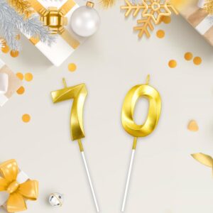 70th Birthday Candles Happy 70th Birthday Cake Topper 70th Birthday Decorations for Women Gold Number Candles Birthday Candles Numbers Velas De Cumpleaños 70th Birthday Decorations Men Gold Candles