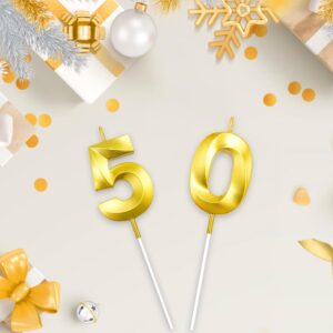 50th Birthday Candles Happy 50th Birthday Cake Topper 50th Birthday Decorations for Women Gold Number Candles Birthday Candles Numbers Velas De Cumpleaños 50th Birthday Decorations Men Gold Candles