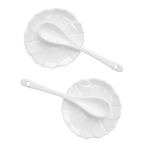 2pack lotus ceramic coffee spoon and rest set, small ceramic coffee spoon holder, spoon holder for coffee bar,coffee bar coffee stirrers holder for coffee station kitchen accessories nice present