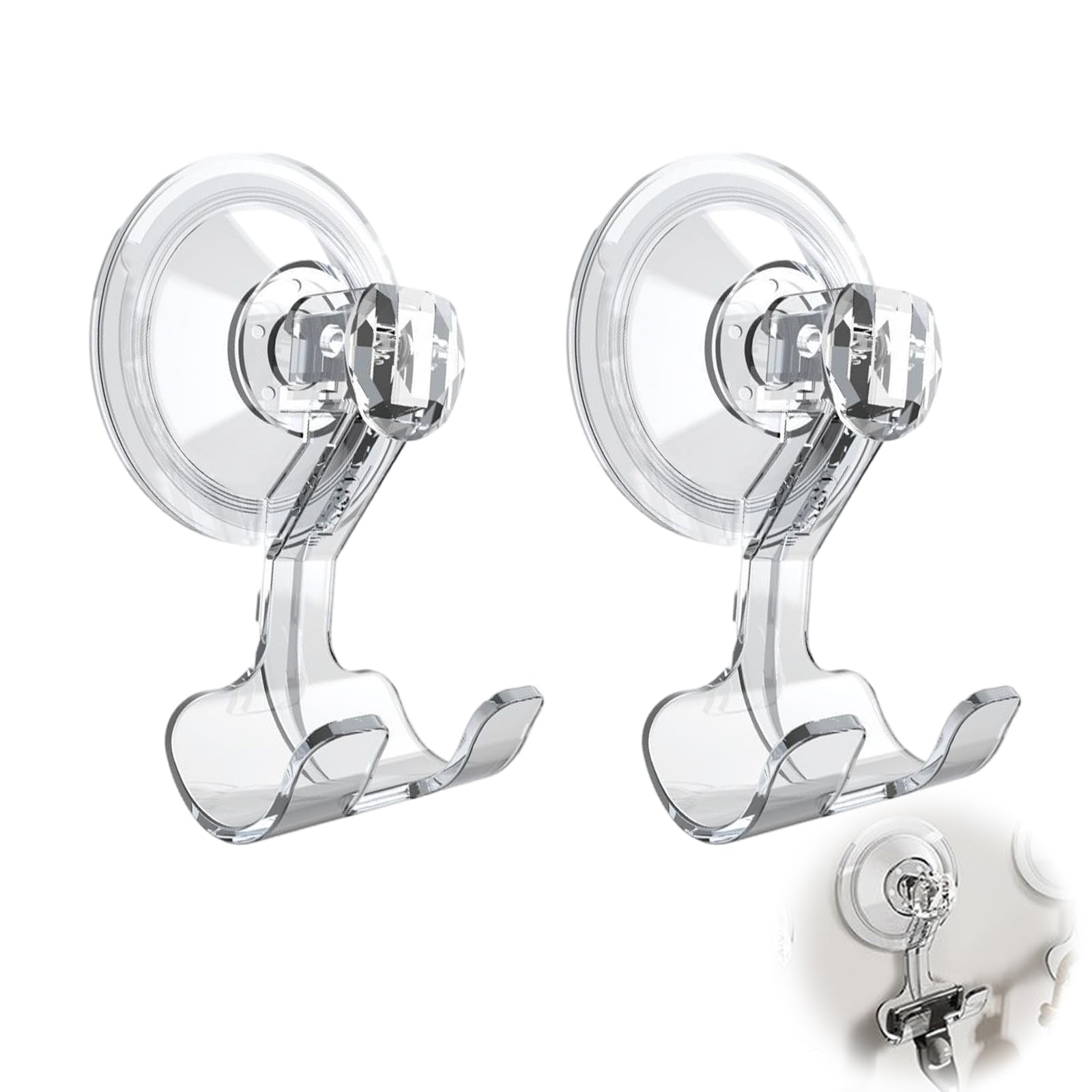 zuylikxy Suction Cup Hooks - 2 Pack Heavy Duty, Reusable & Waterproof Shower Hooks for Razor, Shaver, Wreath & General Bathroom/Kitchen Hanging - Double Grip Shower Hanger Set