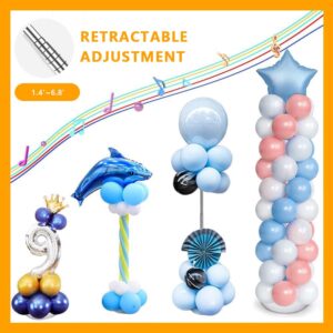 Balloon Column Stand Set of 2, 7ft Metal Telescopic Pillar Balloon Arch Stand, Adjustable Metal Balloon column for Birthday Party, Wedding and Graduation Party, Baby Shower