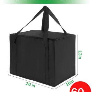 Colemoly Reusable Grocery Bags 4 Pack Shopping Bags Insulated Bag (Black 16x13x10 inch)