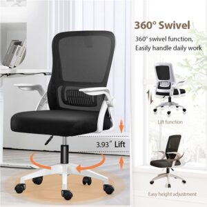 XUEGW Office Chair, Ergonomic Desk Chair Breathable Mesh Chair Swivel Chair with Flip-Up Arms and Lumbar Support Computer Chair for Home Office