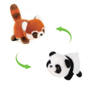 cokeyiog red panda and panda stuffed animal,2 in 1 panda plush 8.7in cute sensory fidget stuffed animals soft red panda pillow toy for kids adults girls boys