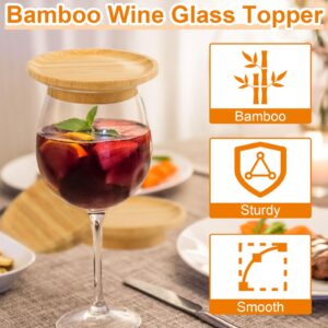 Generic 4 Pcs Wine Glass Charcuterie Topper, Wine Glass Charcuterie Board Topper, Bamboo Wine Glass Topper, Wine Glass Charcuterie Holder for Family Gatherings Party, Medium, Light Brown