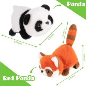 COKEYIOG Red Panda and Panda Stuffed Animal,2 in 1 Panda Plush 8.7in Cute Sensory Fidget Stuffed Animals Soft Red Panda Pillow Toy for Kids Adults Girls Boys