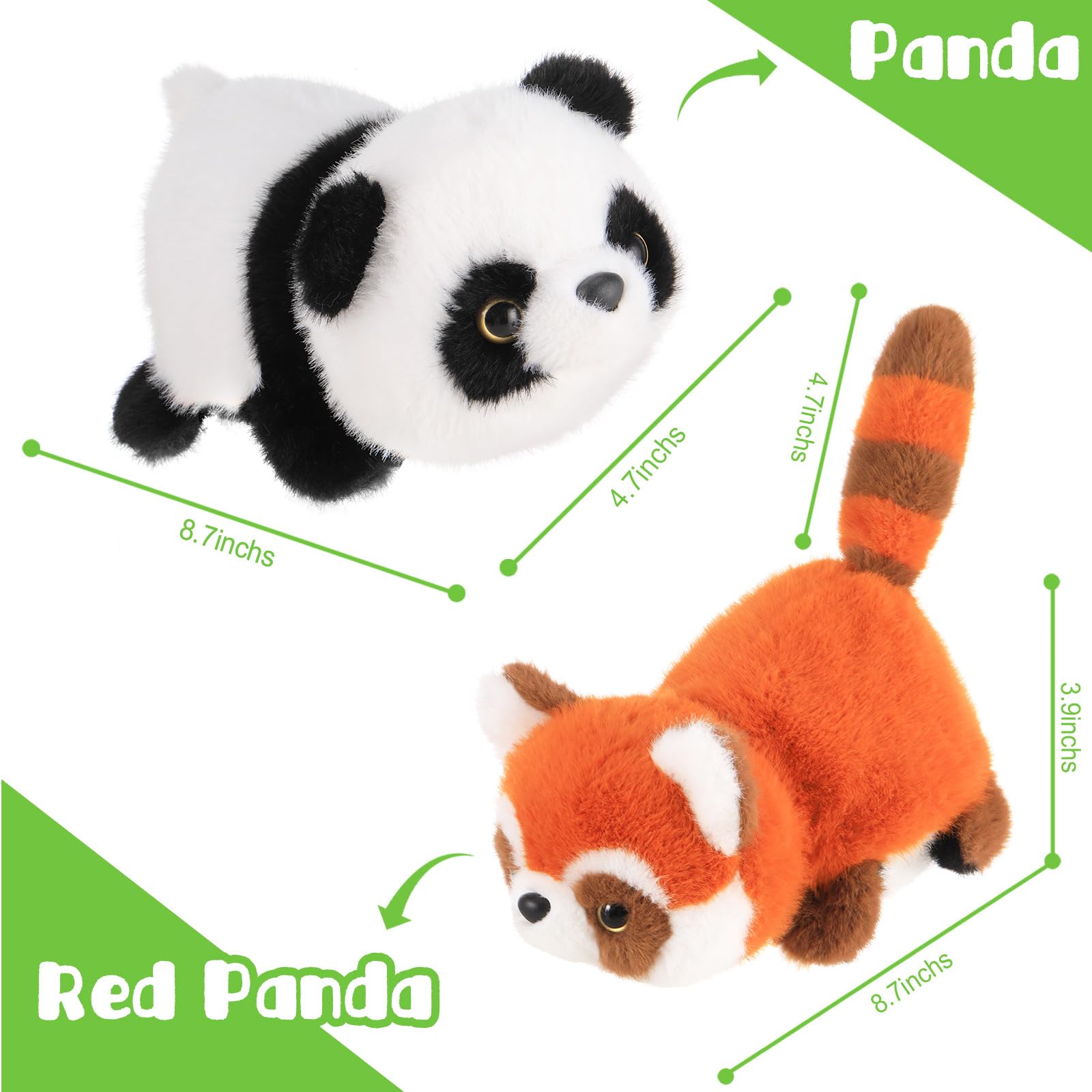 COKEYIOG Red Panda and Panda Stuffed Animal,2 in 1 Panda Plush 8.7in Cute Sensory Fidget Stuffed Animals Soft Red Panda Pillow Toy for Kids Adults Girls Boys