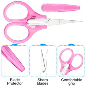 4Pcs Tiny Scissors, Stainless Steel Small Classroom Scissors With Protective Cover Crafting Scissors Suitable for Office Home and School