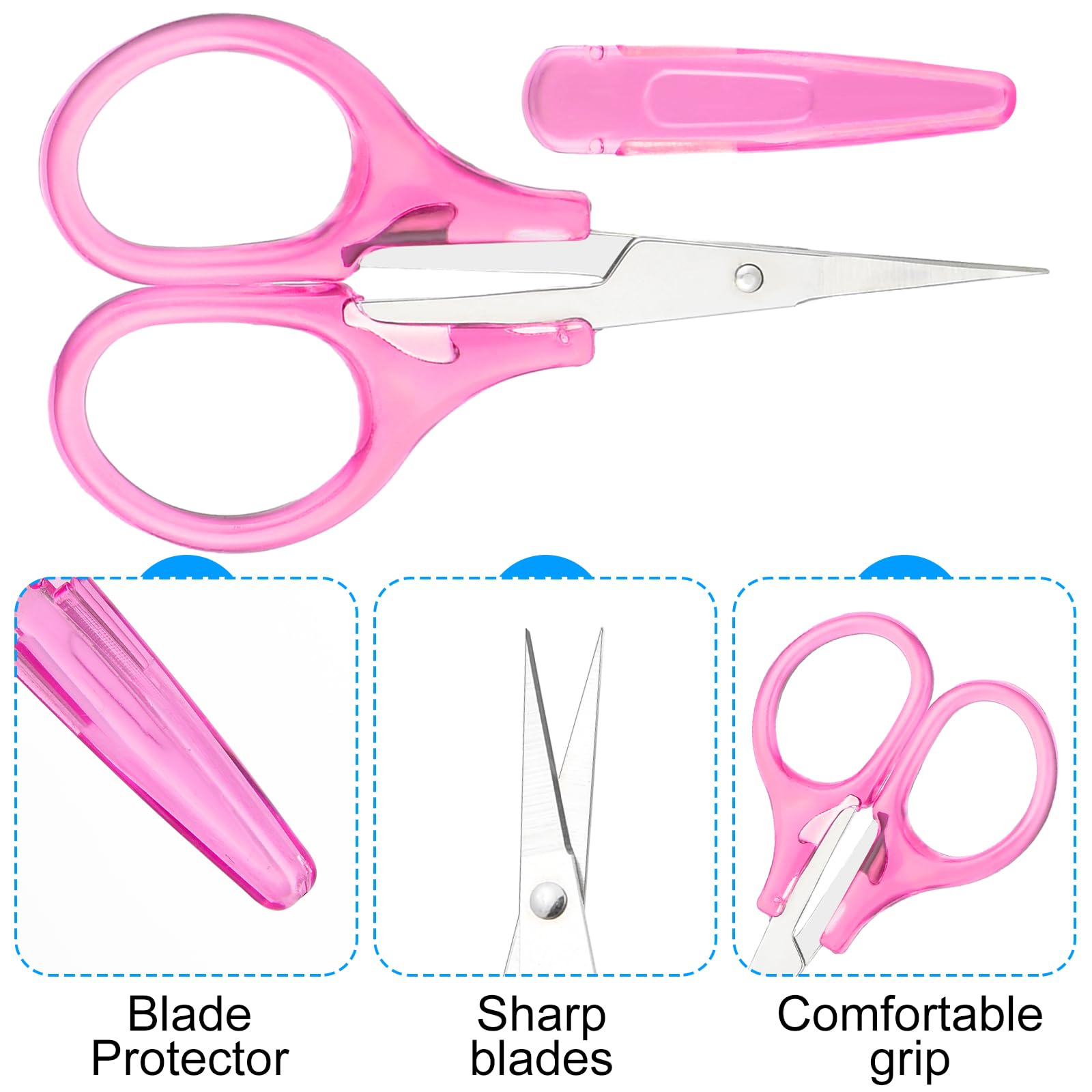 4Pcs Tiny Scissors, Stainless Steel Small Classroom Scissors With Protective Cover Crafting Scissors Suitable for Office Home and School