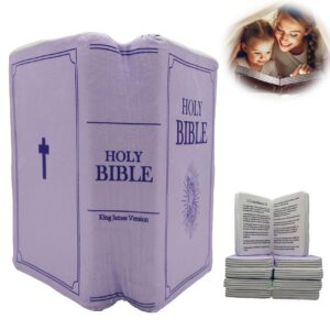 petigl bible pillow book plush that opens, bible stuff, fun unique plush pillow (purple)