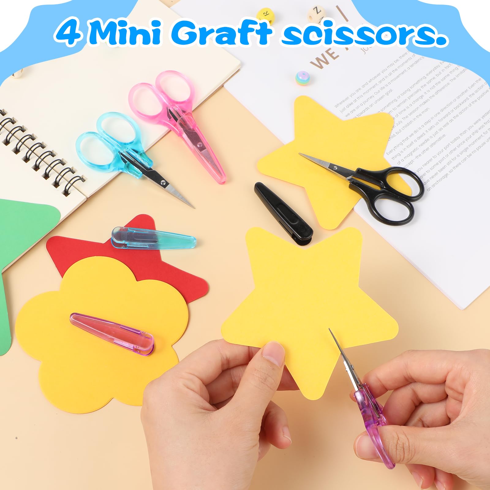 4Pcs Tiny Scissors, Stainless Steel Small Classroom Scissors With Protective Cover Crafting Scissors Suitable for Office Home and School