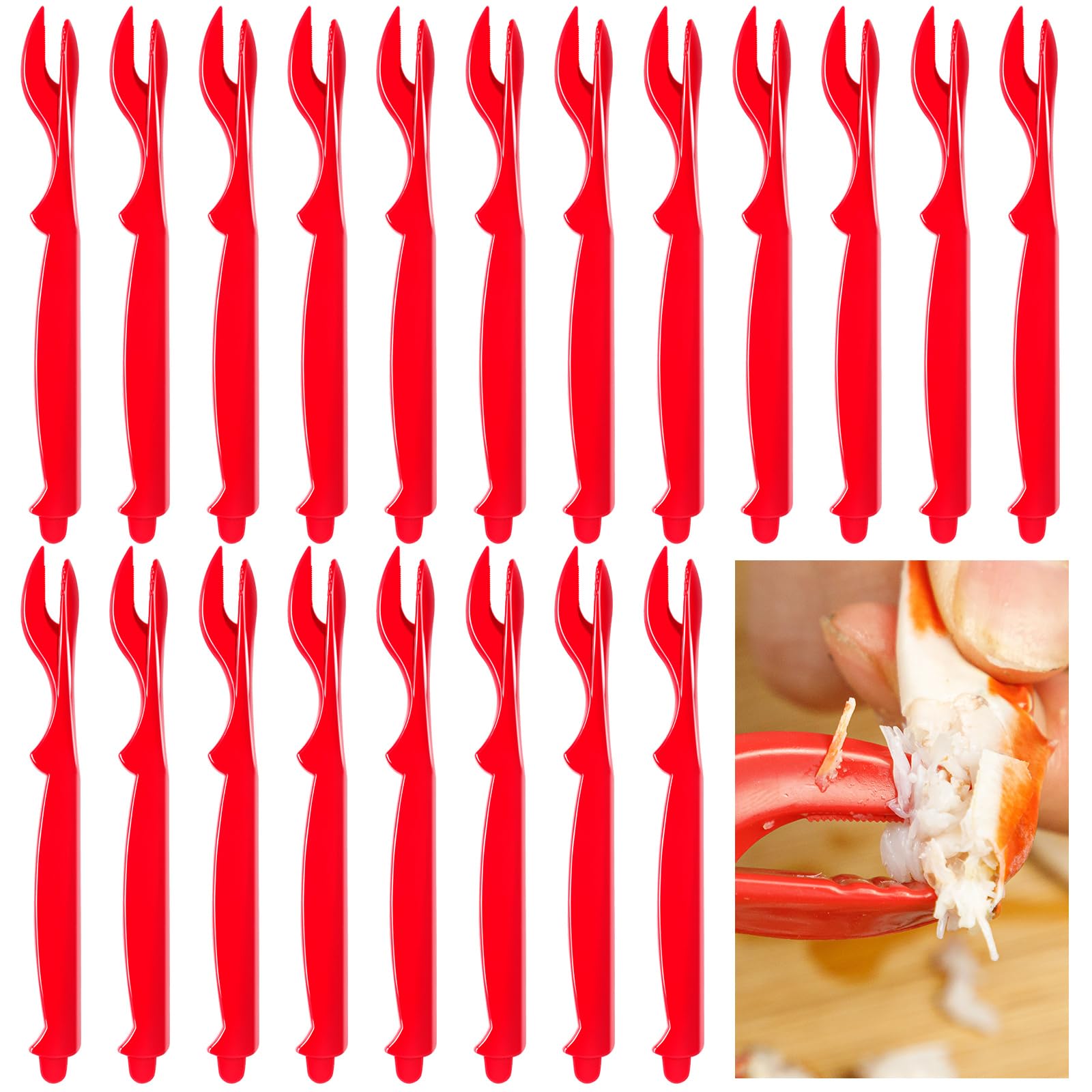 20Pcs Crab Legs Crackers, Crackers Picks Tools Crab Crackers and Tools for Lobster Crab Crayfish, Easy Opener Shellfish Picks Knife, Seafood Tools, Red