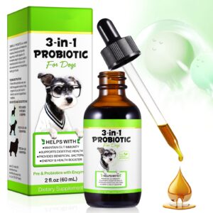 probiotics for dogs, 3 in 1 dog probiotic and digestive enzymes for pet, supports gut health, itchy skin, allergies, immunity, liquid probiotics for for all ages and breeds dogs