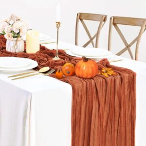 fall table runner terracotta cheesecloth table runner 35x120in cheese cloths table runner 10ft burnt orange gauze table runner for thanksgiving wedding party baby shower fall decor