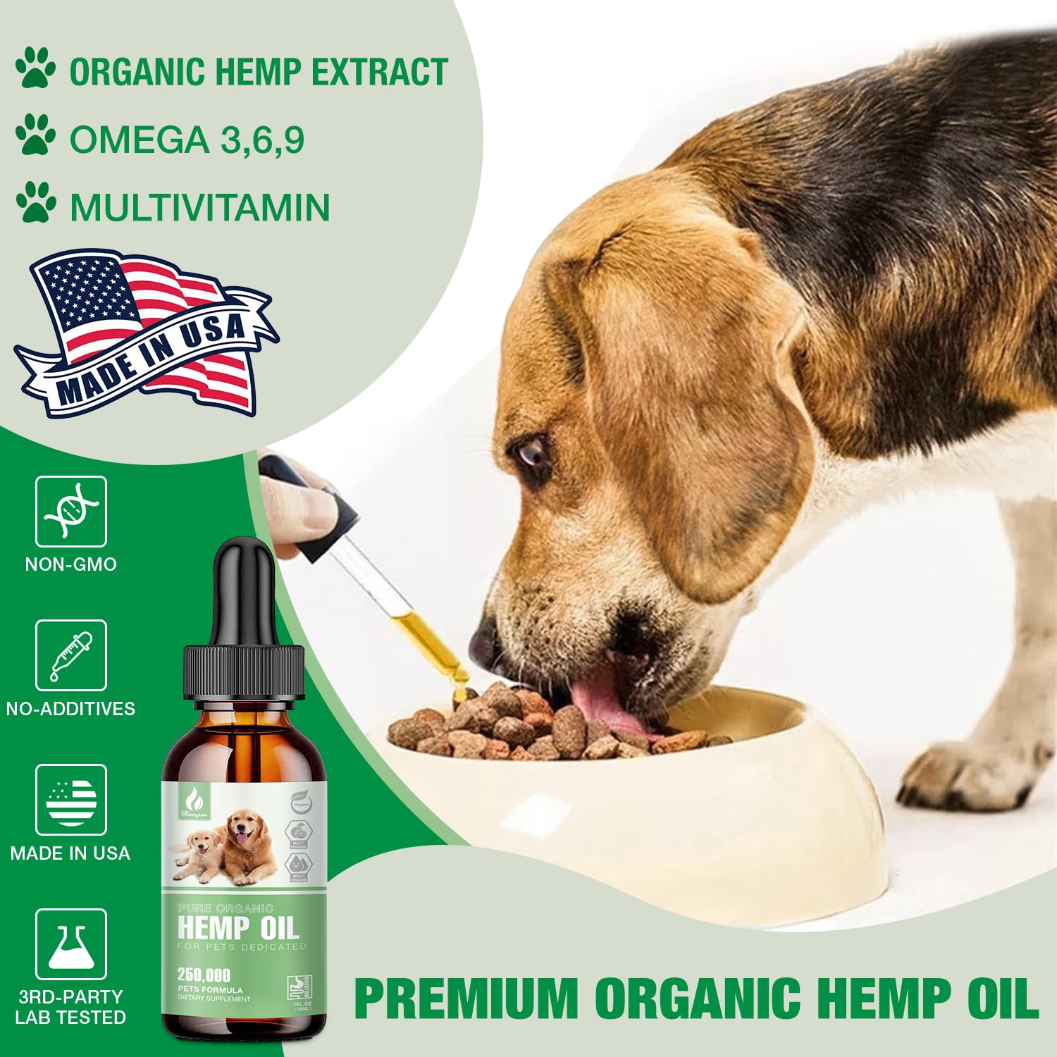 Pet Hemp Oil for Dogs and Cats,Organic Hemp Extract Drops, Sleep Aid Anxiety,Stress, Hip & Joint Pain Relief, Dog Calming Treats Rich in Omega 3-6-9, Natural Pet Hemp Oil（Natural）