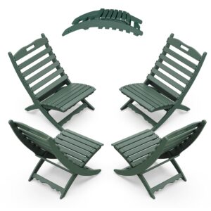 ivy&lane portable xavier-chairs set of 4 | folding-adirondack-chair | wave | hdpe plastic | limited edition | forest green | all-weather resistant | for outdoor fire-pit patio lawn beach poolside