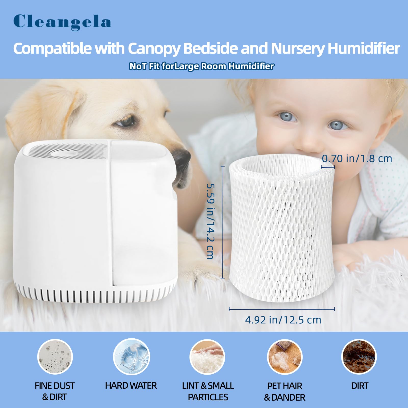 3 Pack Humidifier Replacement Filter Compatible with Canopy Bedside and Nursery Humidifiers | Wood Pulp & Paper Filter for Optimal Performance | Easy to Install