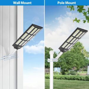 5000W Street Lights Solar Powered, 5000000LM Solar Street Lights for Outside, 2700K/4200K/6500K Dimmable Solar Street Lights Outdoor Waterproof IP66 Dusk to Dawn for Parking Lot, Pole, Garden, Yard