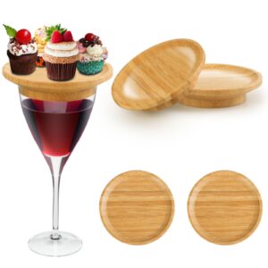 generic 4 pcs wine glass charcuterie topper, wine glass charcuterie board topper, bamboo wine glass topper, wine glass charcuterie holder for family gatherings party, medium, light brown