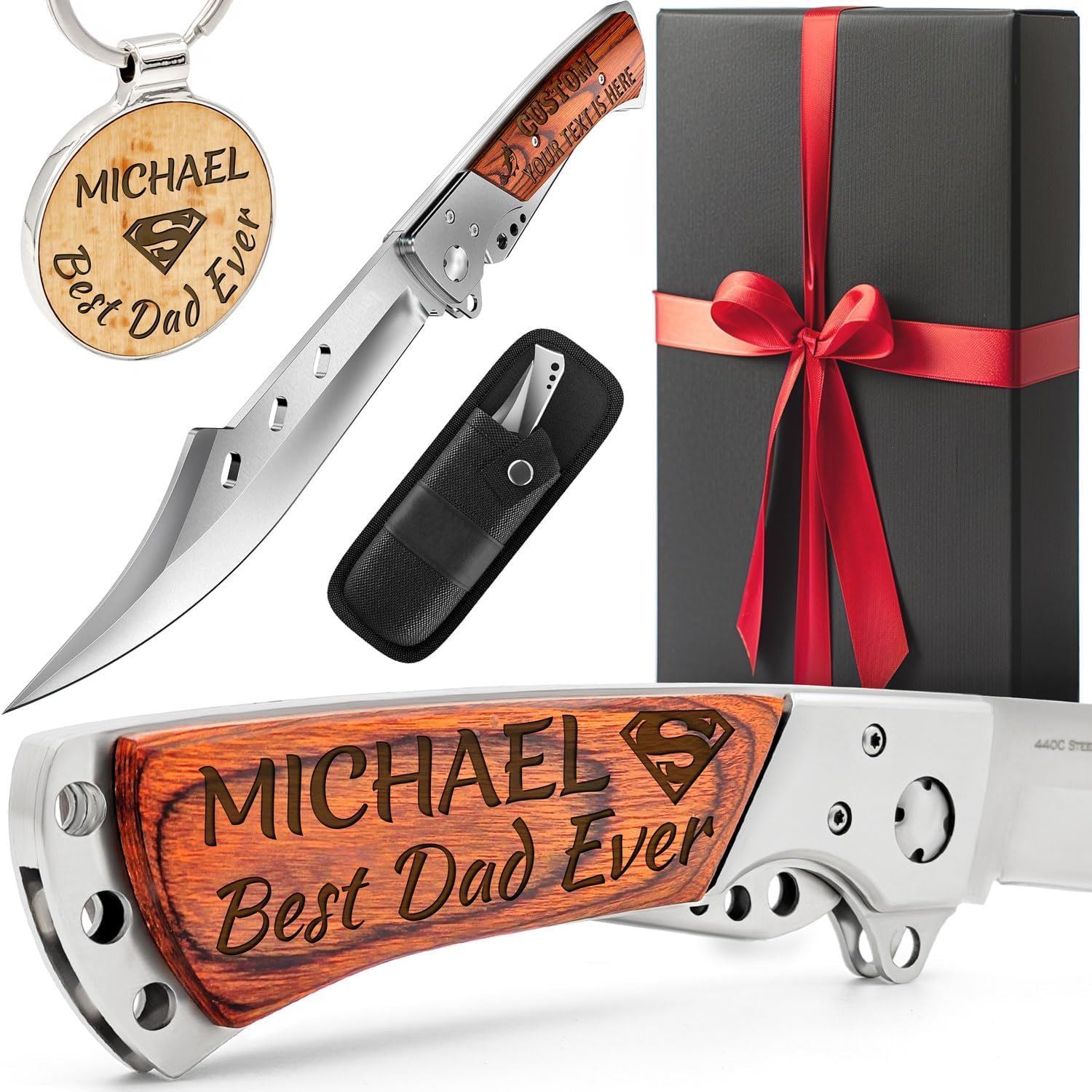 Stocking Stuffers for Adults - Custom Gifts for Men - Cool Engraved Personalized Knife - Christmas Gifts for Dad Boyfriend Husband Father in Law - Best Gifts for Men Who Have Everything 4172 PS D