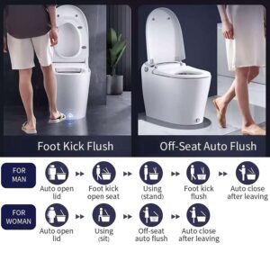 Boiyttylle Smart Toilet Bidet Tank Built in with Digital Display, Heated Seat And Auto Open/Close Lid Heated Bidet Seat System for Bathrooms