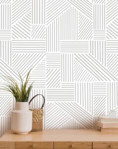 tomete gray and white wallpaper geometric wallpaper peel and stick wallpaper boho modern geometric contact paper for cabinets removable line bathroom wallpaper waterproof self-adhesive17.3”×393”