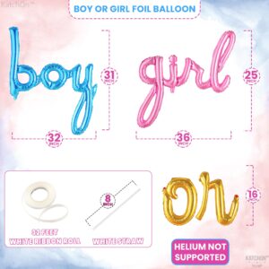 KatchOn, Gender Reveal Balloon Arch Kit - Pack of 70 | Pink and Blue Balloons for Gender Reveal Decorations | Baby Balloons, Bow Balloons | Boy or Girl Balloon, Boy or Girl Gender Reveal Decorations