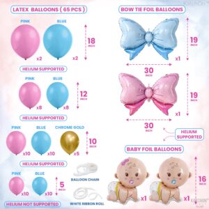 KatchOn, Gender Reveal Balloon Arch Kit - Pack of 70 | Pink and Blue Balloons for Gender Reveal Decorations | Baby Balloons, Bow Balloons | Boy or Girl Balloon, Boy or Girl Gender Reveal Decorations