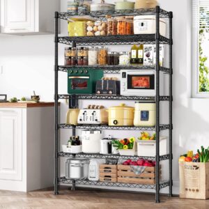 bvbox storage shelves 7 tier wire shelving unit 2800lbs metal shelves , heavy duty garage storage , adjustable metal shelving for pantry shelves kitchen garage steel shelving, 44.09"l*16.92"w*78.74"h