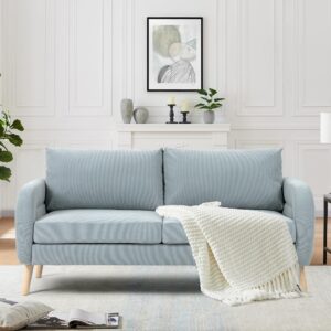 hxzdz 63" loveseat sofa, comfy corduroy couch, sofa couch with solid wood, modern couch with deep seat, small loveseat for living room, office couch for small spaces,light grey