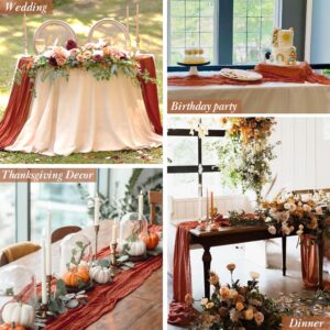 Fall Table Runner Terracotta Cheesecloth Table Runner 35x120in Cheese Cloths Table Runner 10ft Burnt Orange Gauze Table Runner for Thanksgiving Wedding Party Baby Shower Fall Decor