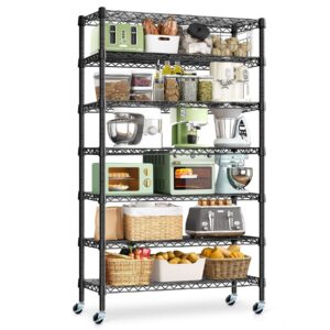 bsfhh tool utility shelves, 7-tier adjustable wire shelving unit storage shelves heavy duty storage rack with wheels