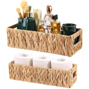 hnfngszl wicker toilet basket tank topper, storage basket wicker baskets for organizing, storage bins for countertop, toilet paper storage basket for toilet tank top, set of 2