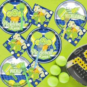 Rakuto Pickleball Party Plates Supplies - 96PCS Pickleball Player Themed Disposable Paper Plates Forks Napkins Tableware Set Pickleball Sports Baby Shower Birthday Party Decorations(24 Guests)