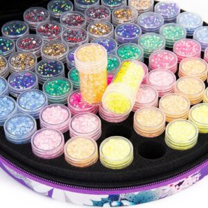 ARTopet Diamond Art Painting Storage Containers Portable Round 60 Slots Bead Storage Case with Diamond Art Accessories and Tools for DIY Art Crafts Painting Jewelry Beads Nail