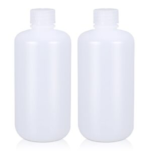 asevat 500ml/16.9 oz narrow mouth round chemical container, plastic leak proof hdpe bottle, lab reagent bottles, water sample bottles (2 pcs)