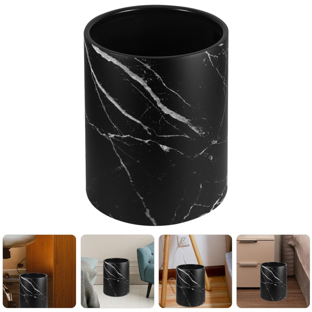 BESTOYARD Marble Trash Can 8L Round Garbage Bin Double Layer Waste Basket Container for Bathrooms Kitchens Home Office Hotel A