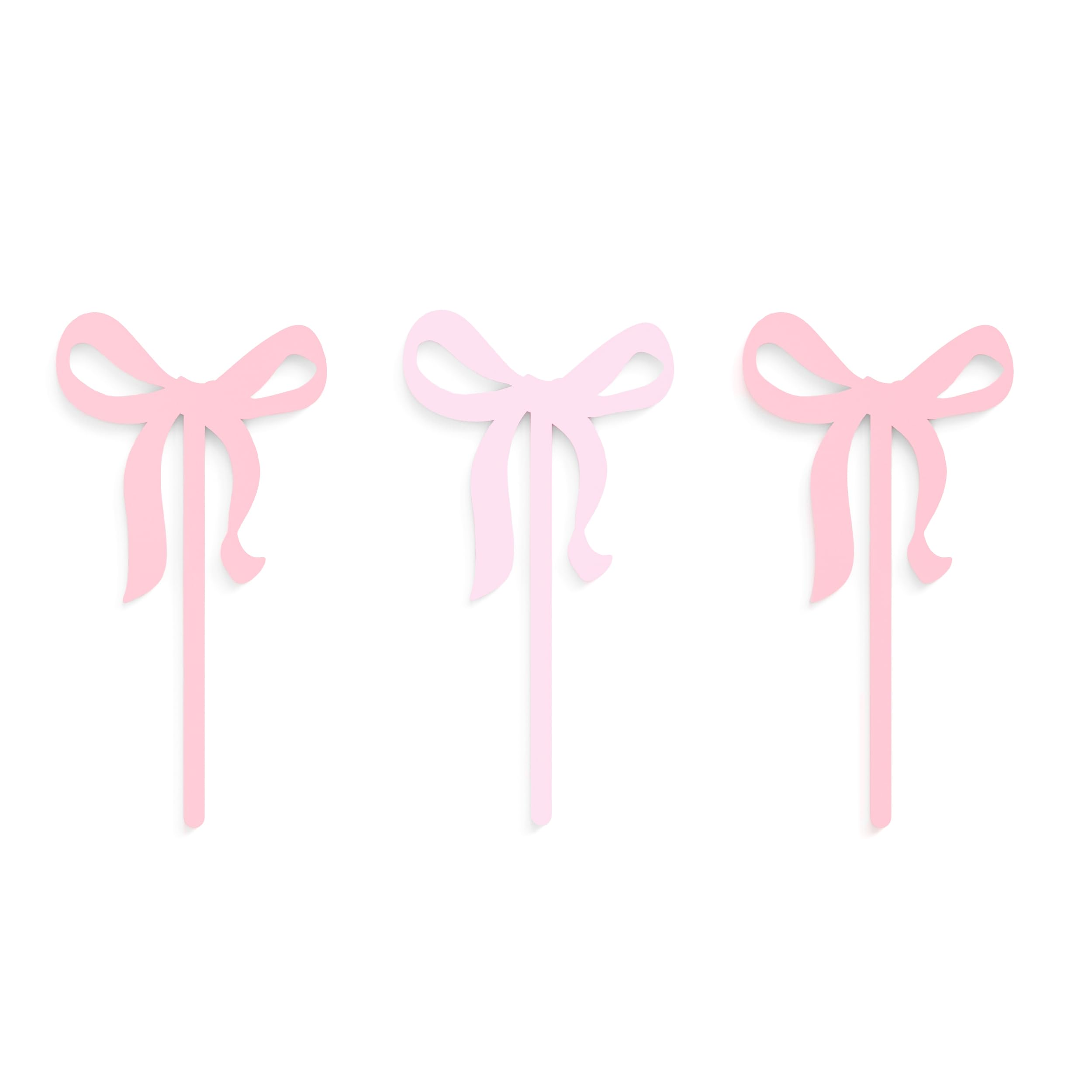 The Cotton & Canvas Co. Coquette Bow Acrylic Cupcake Toppers, Party Favors, Ribbon, Bridal Shower, Baby Shower, Girl's 1st Birthday, Valentine's, Girly, Set of 12