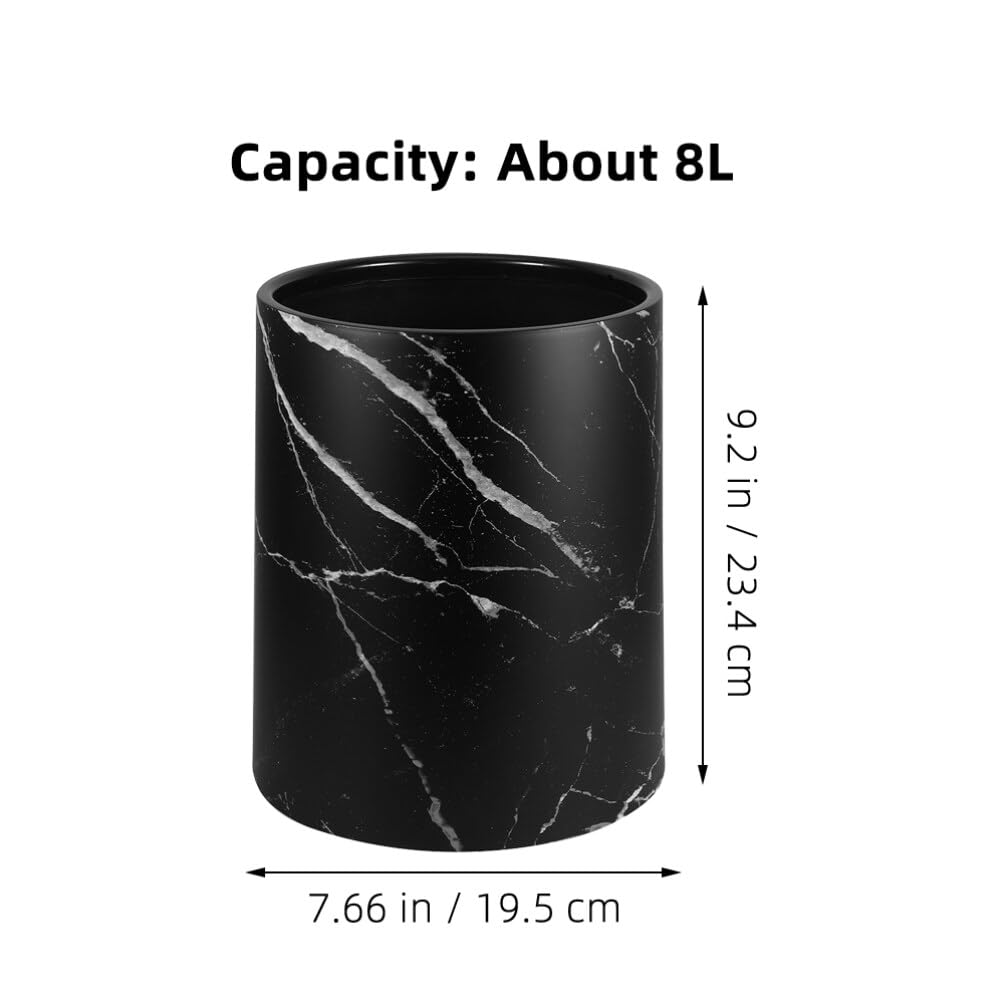 BESTOYARD Marble Trash Can 8L Round Garbage Bin Double Layer Waste Basket Container for Bathrooms Kitchens Home Office Hotel A